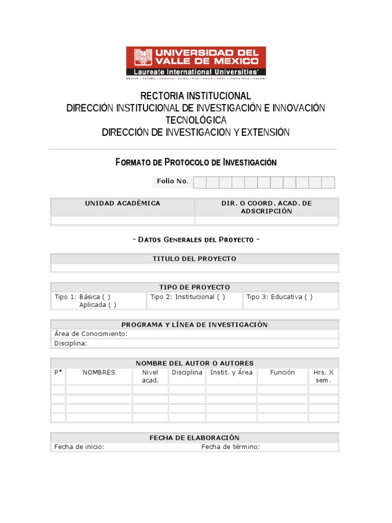 Formato Del Protocolo Institucional de Investigaci N | PDF