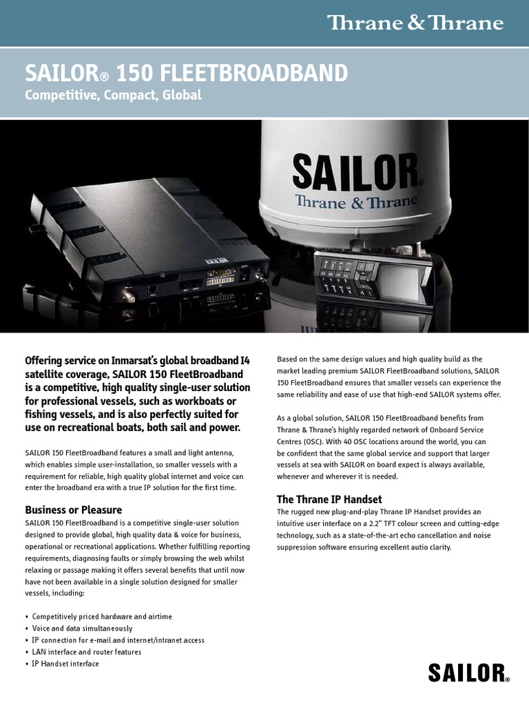SAILOR 150 FleetBroadband Product Sheetpdf | PDF