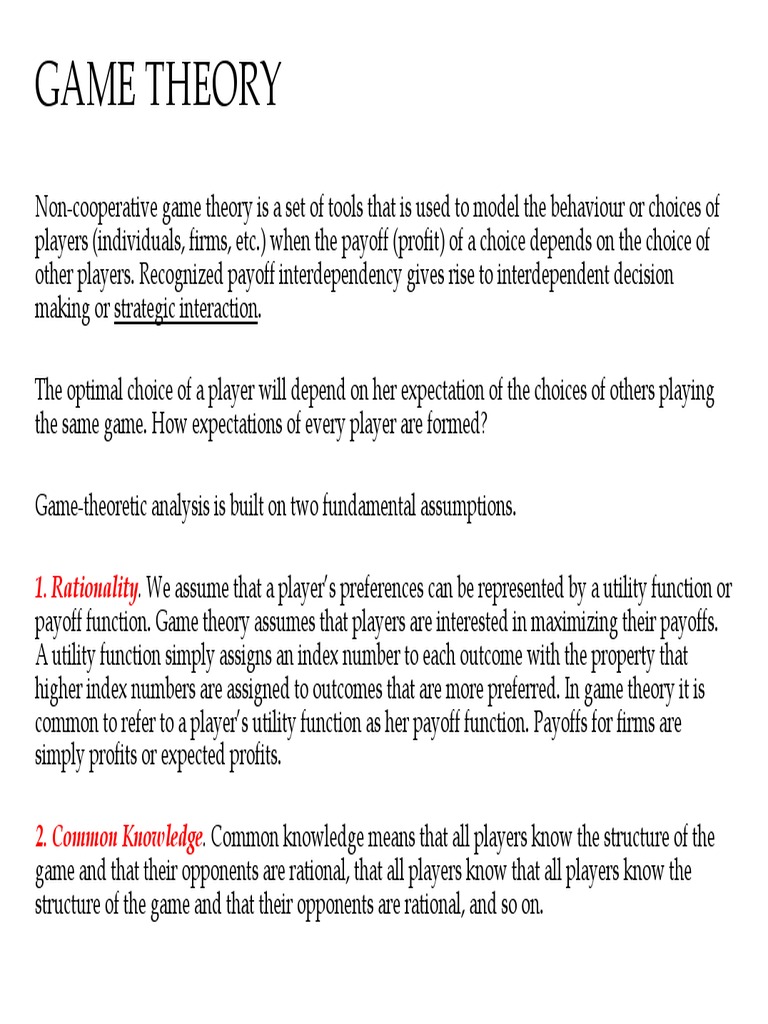 Understanding Static Game Theory | PDF | Game Theory | Leisure Activities