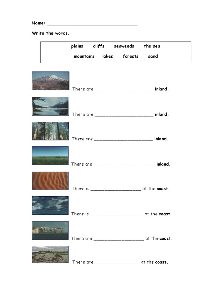 Fill in the Blanks: Coastal and Inland | PDF