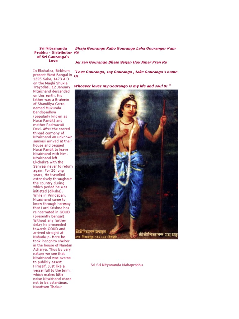 Sri Nityananda Prabhu | PDF | Religious Behaviour And Experience ...