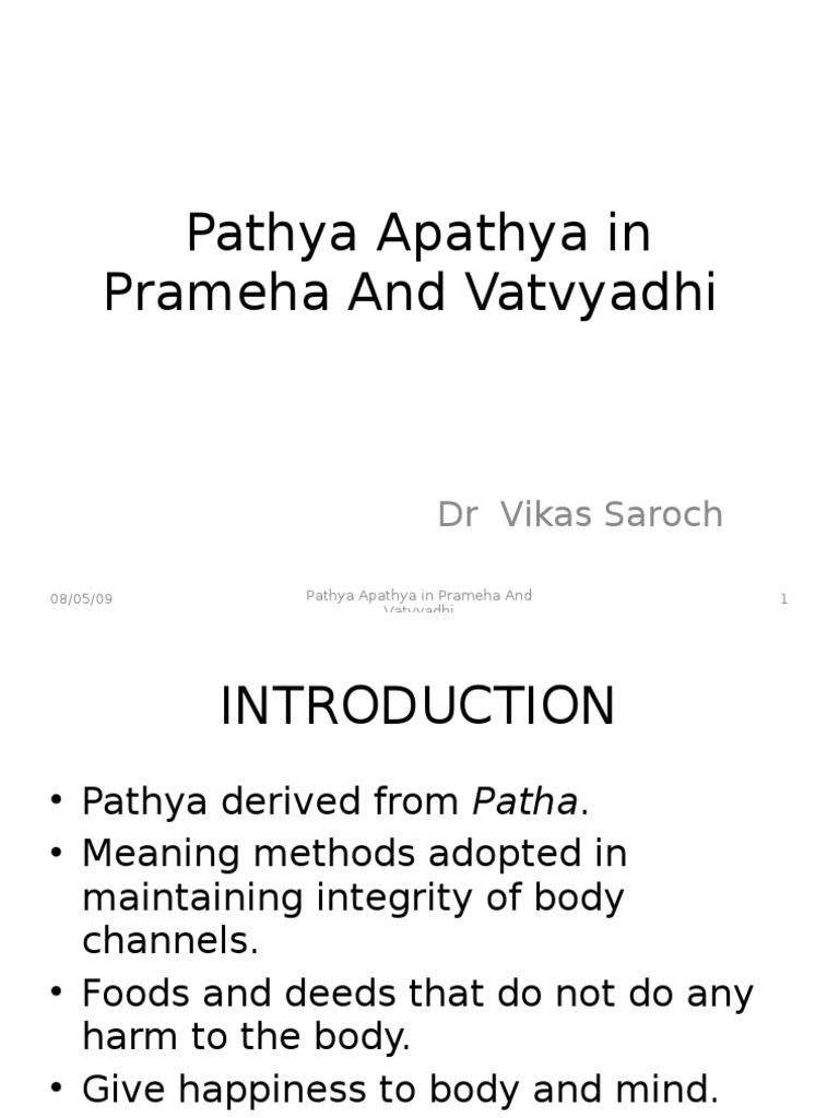 Pathya Apathya in Prameha and Vatvyadhi: DR Vikas Saroch | PDF | Ayurveda | Foods