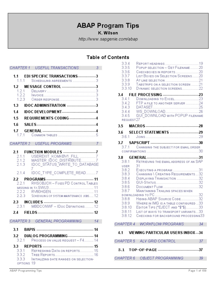 ABAP Program Tips | PDF | Database Index | Windows Registry