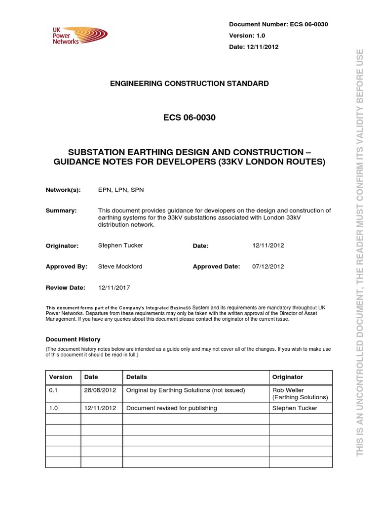 ECS 06-0030 Substation Earthing Design and Construction - Guidance ...