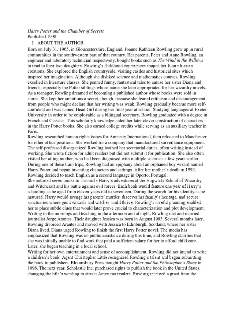 Harry Potter and The Chamber of Secrets | PDF | J. K. Rowling | Harry ...
