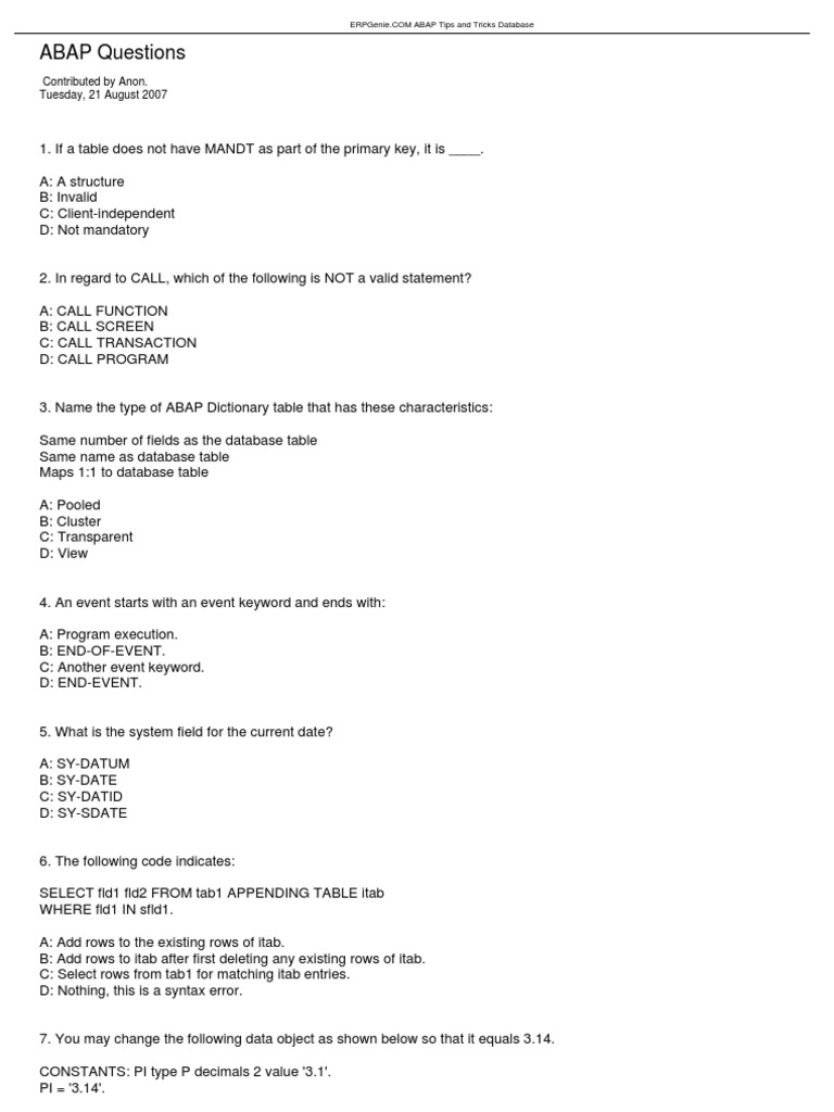 Abap Tips And Tricks Database Pdf
