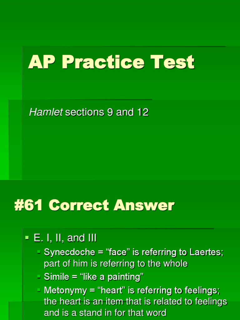 AP Hamlet Practice Test Analysis | PDF | Hamlet | Plays Based On ...