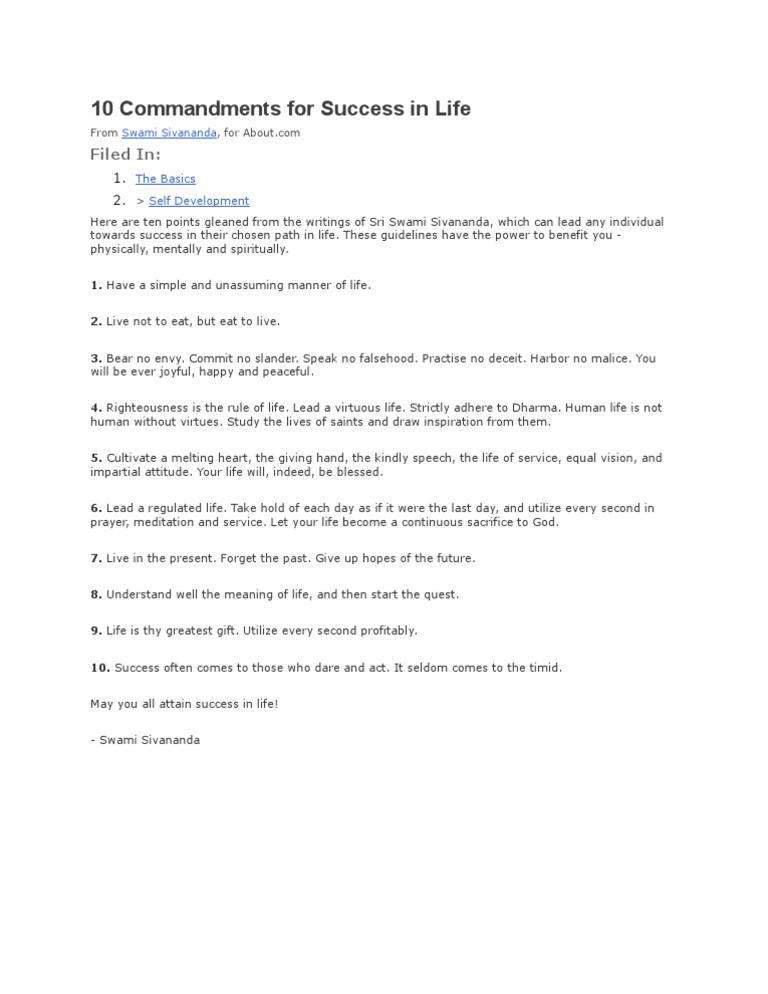 10 Commandments For Success in | PDF