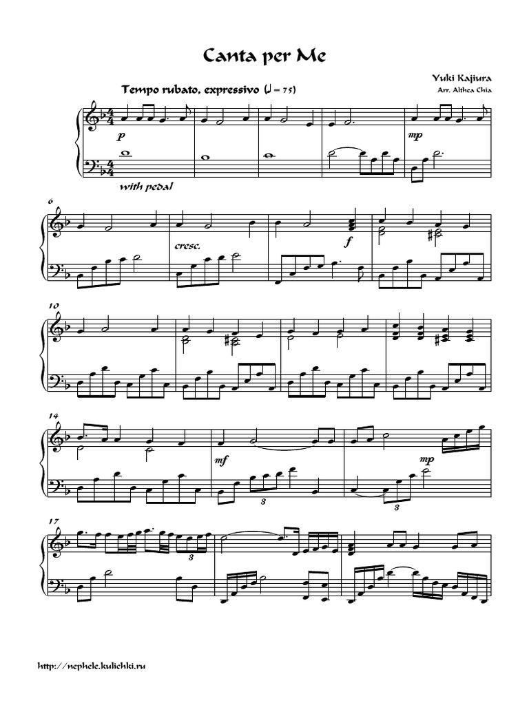 Canta per Me Piano Sheet Music | PDF | Performing Arts | Musical ...