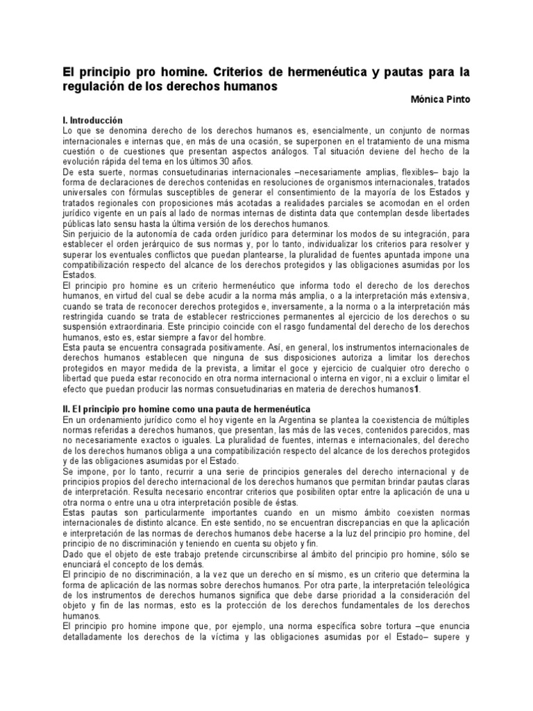 PINTO Monica - El Principio Pro Homine | PDF