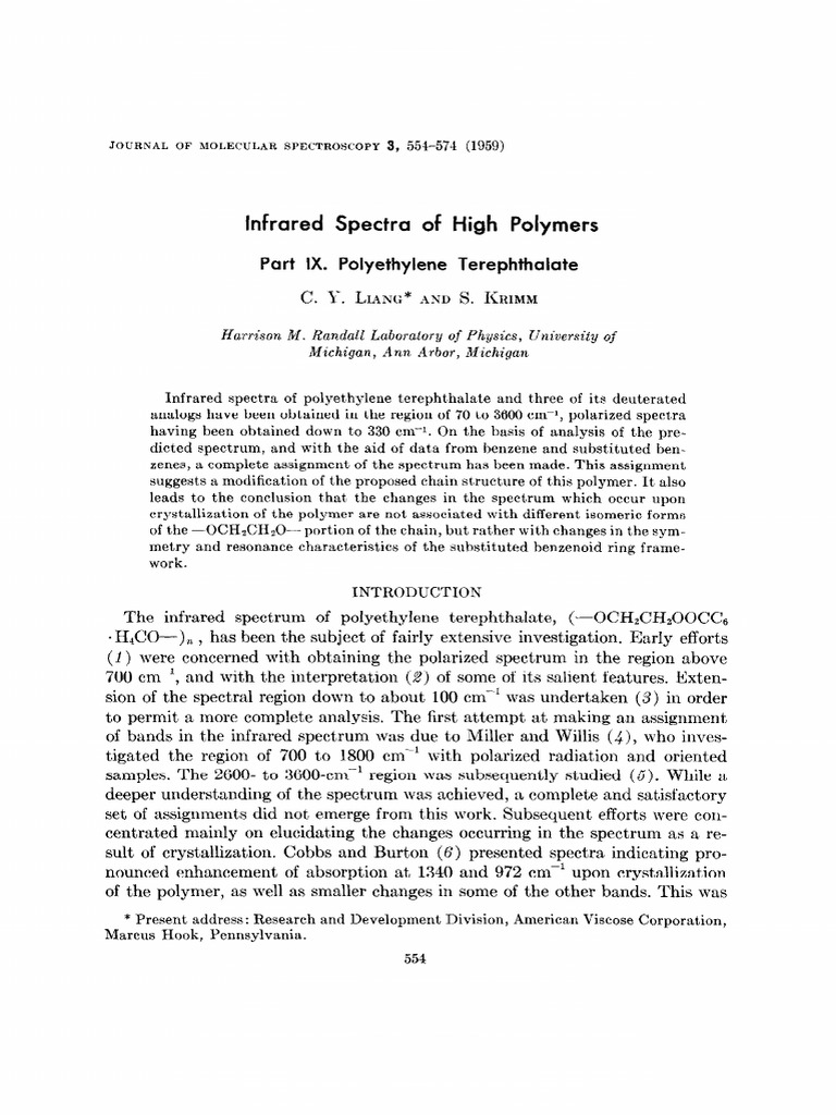 Infrared Spectra of High Polymers. Part IX PET Tambien Estructura ...