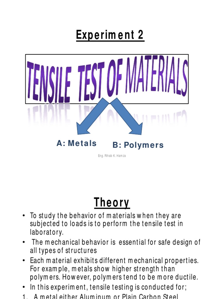 Tensile Testing of Metals and Polymers | PDF | Ultimate Tensile ...