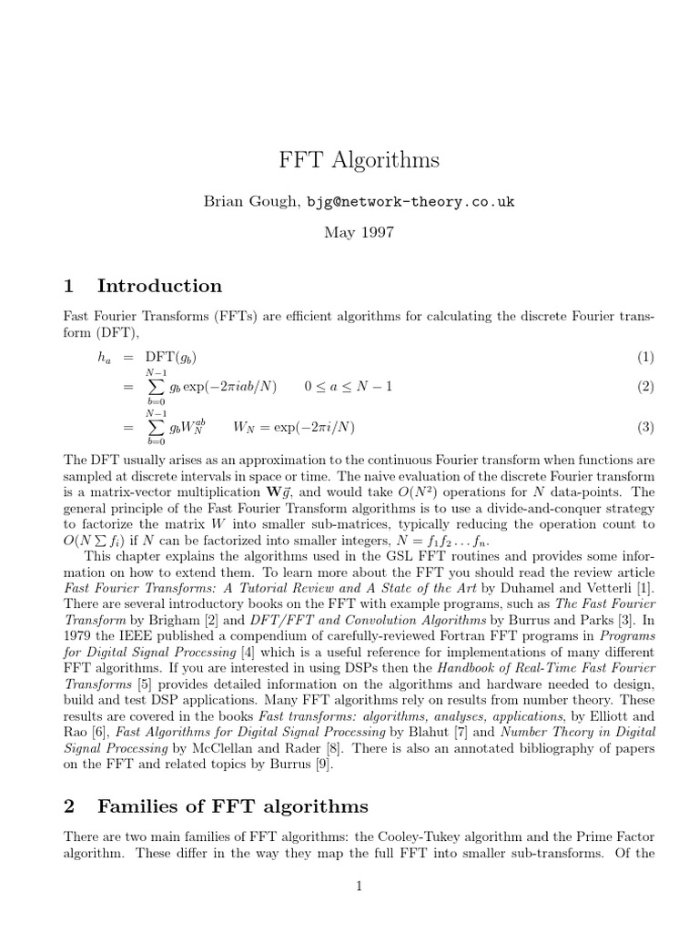 Fft Algorithms Pdf Pdf Fast Fourier Transform Discrete Fourier