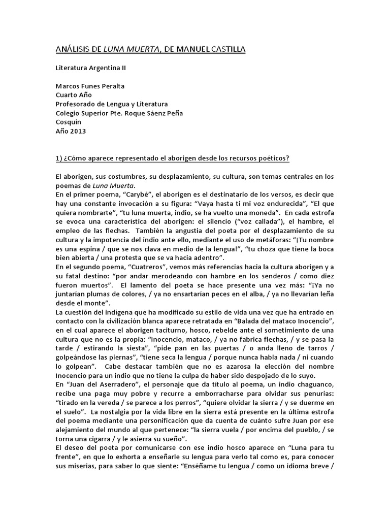 Análisis de Luna Muerta | PDF | Pueblos Indígenas de las Américas ...