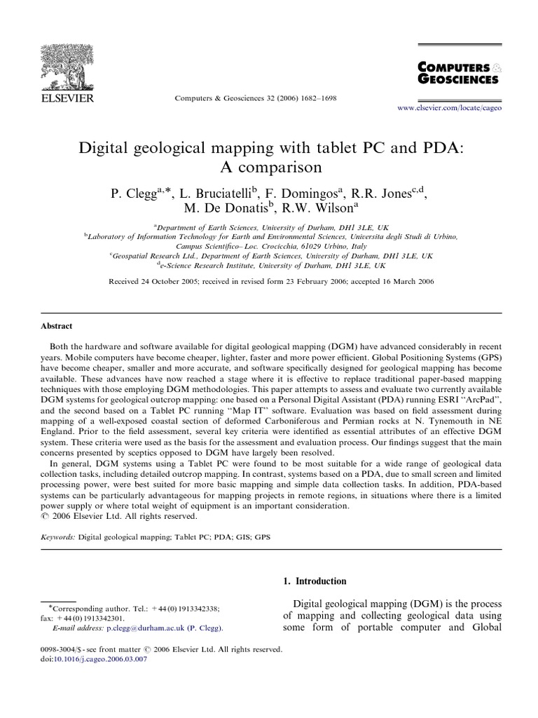 Digital Geological Mapping With Tablet PC and PDA: A Comparison | PDF ...