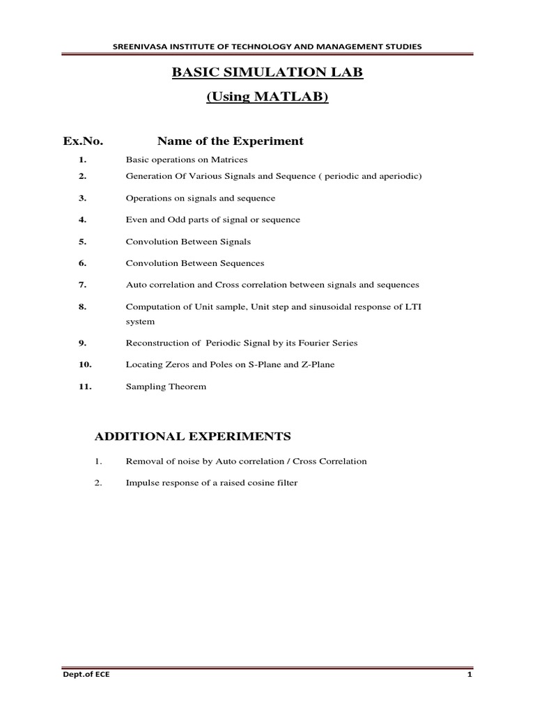 Basic Simulation Lab | PDF | Laplace Transform | Matrix (Mathematics)