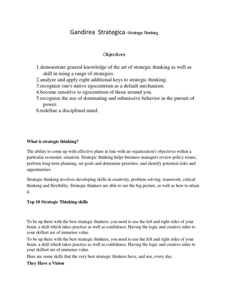 Strategic Thinking | PDF | Strategic Thinking | Strategic Management