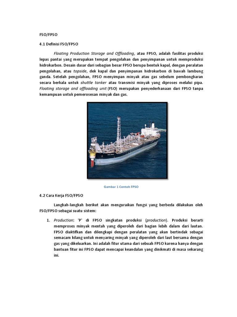 Floating Production Storage and Offloading, Atau FPSO, Adalah Fasilitas ...