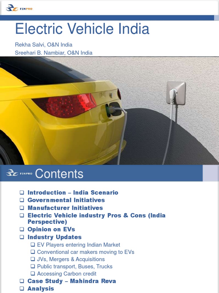 Electric Vehicle India: Rekha Salvi, O&N India Sreehari B. Nambiar, O&N India | PDF | Electric ...