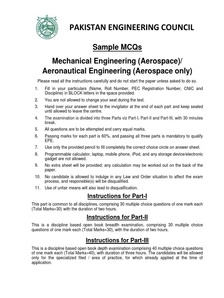 Aerospace Engineering Exam Guidelines | PDF | Technology & Engineering