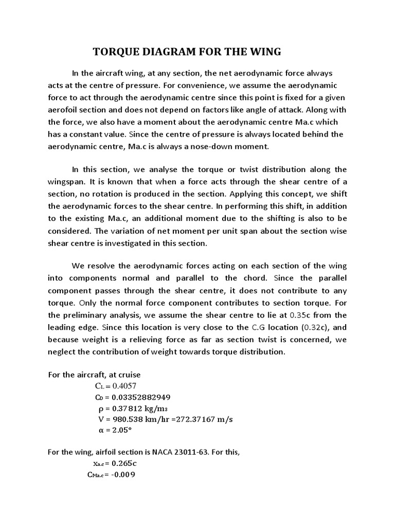 4.torque Diagram of The Wing | PDF | Torque | Aerodynamics
