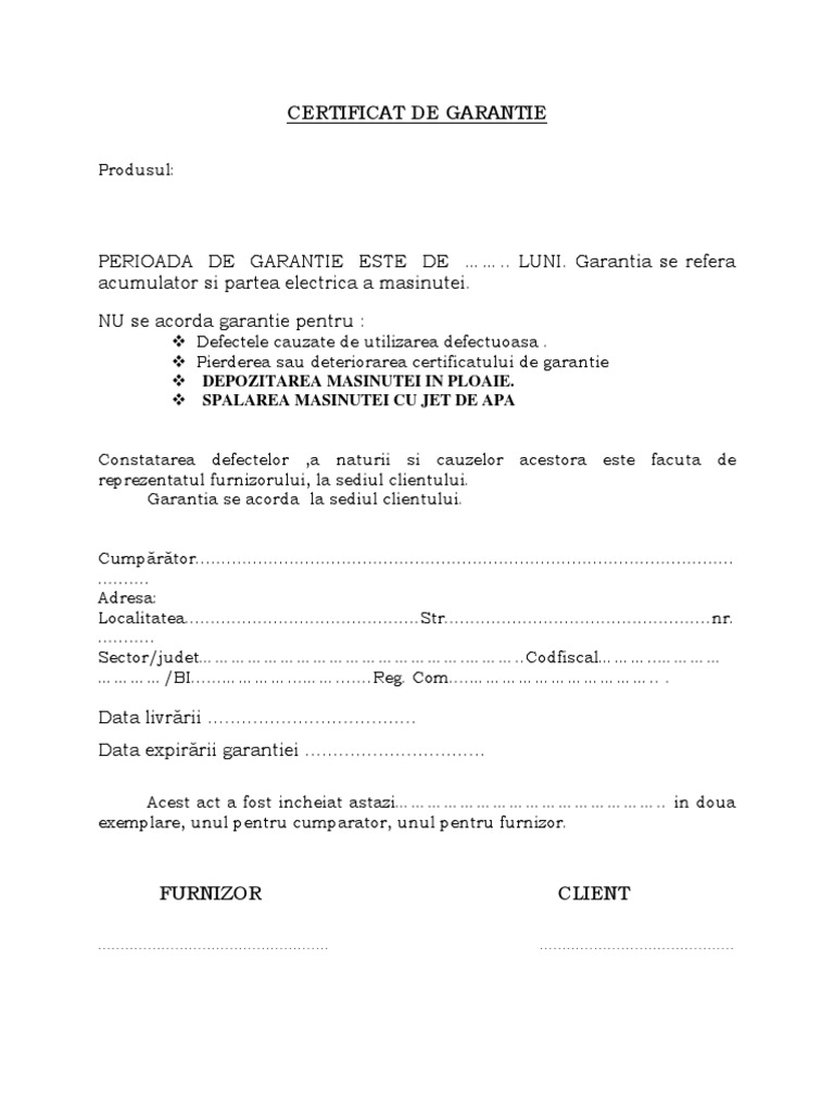 Certificat de Garantie | PDF