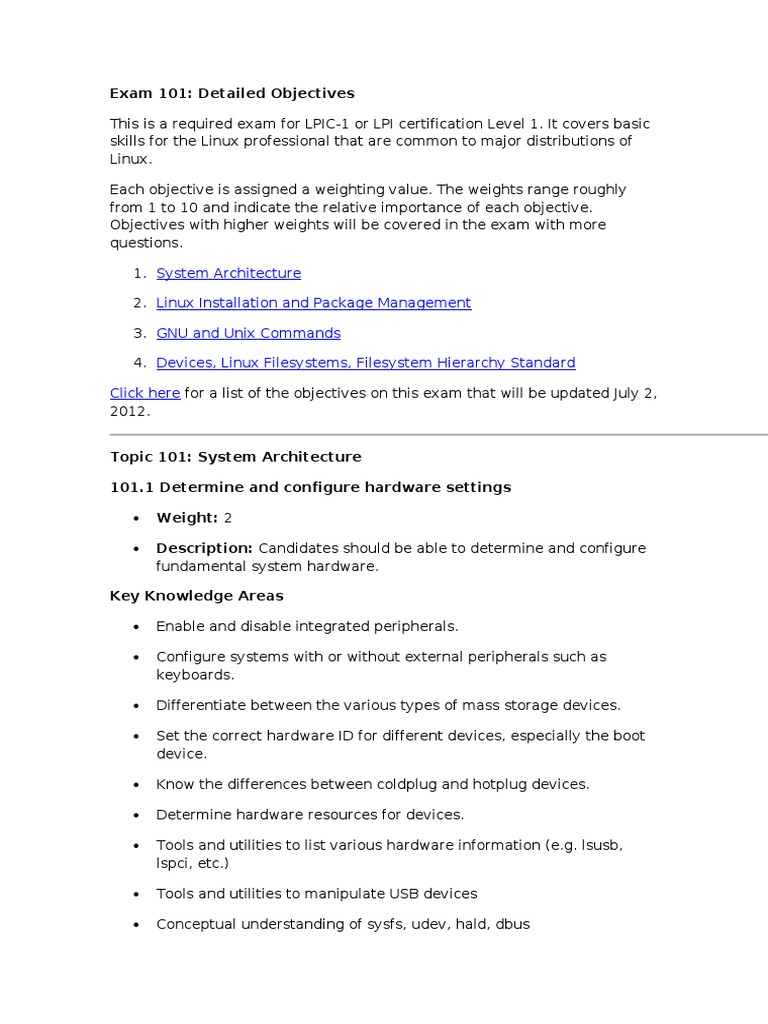 Exam 101: Detailed Objectives | PDF | Information Technology Management ...