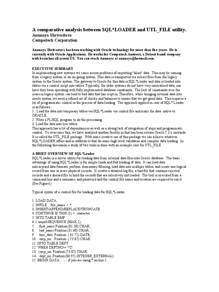 Sqlldr Utl File Doc Oracle Database Sql