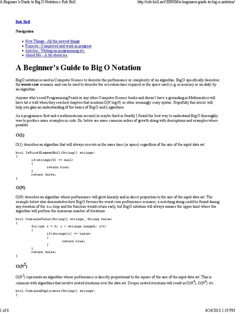 A Beginner's Guide To Big O Notation Rob Bell PDF | PDF | Logarithm ...