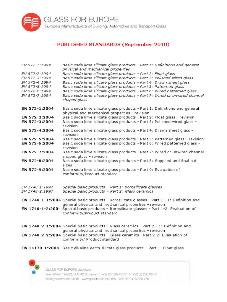 Glass Standards PDF | PDF | Glasses | Sodium Carbonate