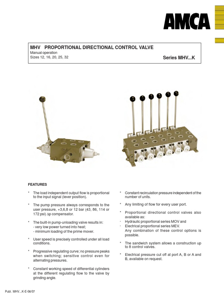 MHV Proportional Directional Control Valve Series MHV... K: Features ...