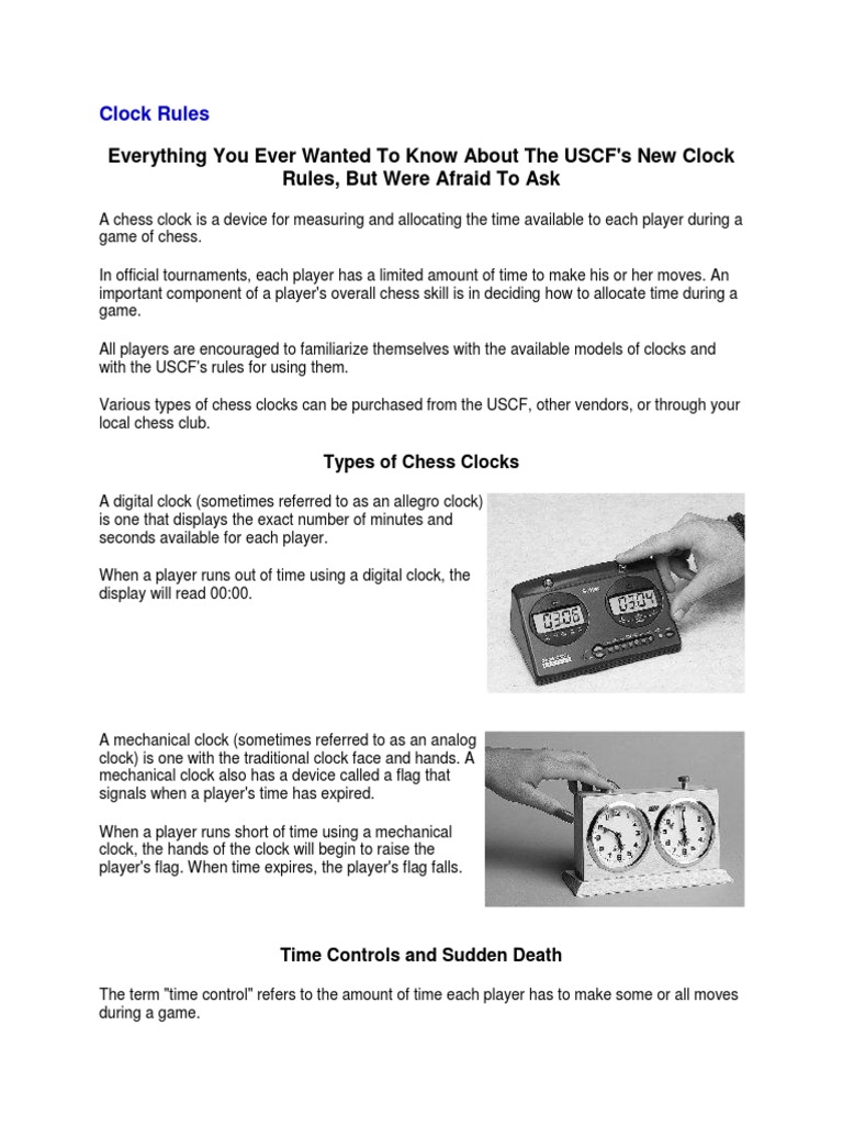 Chess Clock Rules | PDF | Clock | Chess