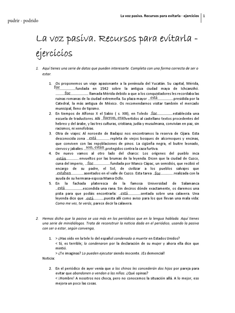 Ejercicios de voz pasiva en español | PDF | Handedness | Telefonía móvil
