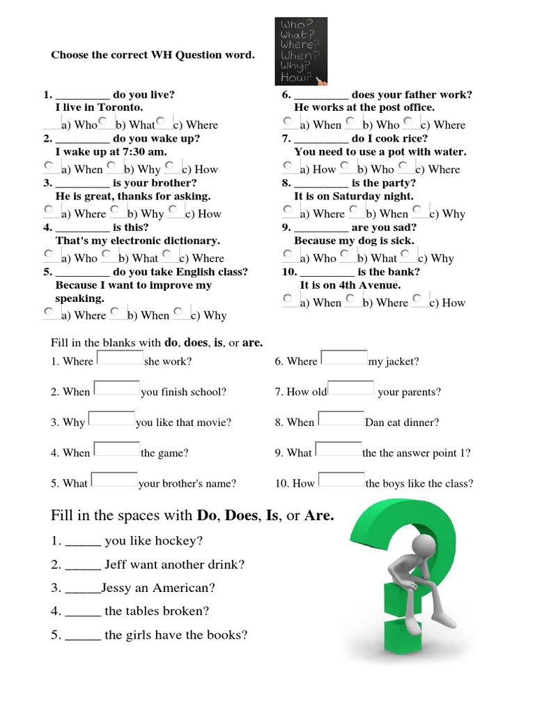 Choose The Correct WH Question Word | PDF