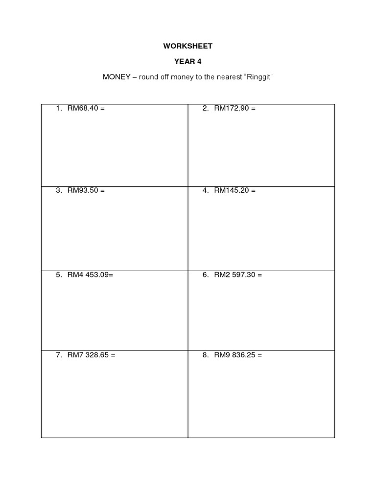 Year 4 Money Rounding Worksheet | PDF | Business