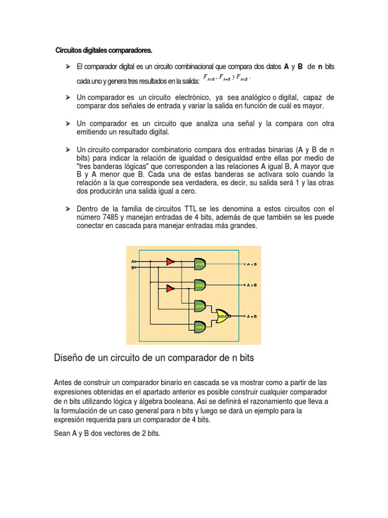Comparadores Digitales | PDF | Poco | Álgebra de Boole