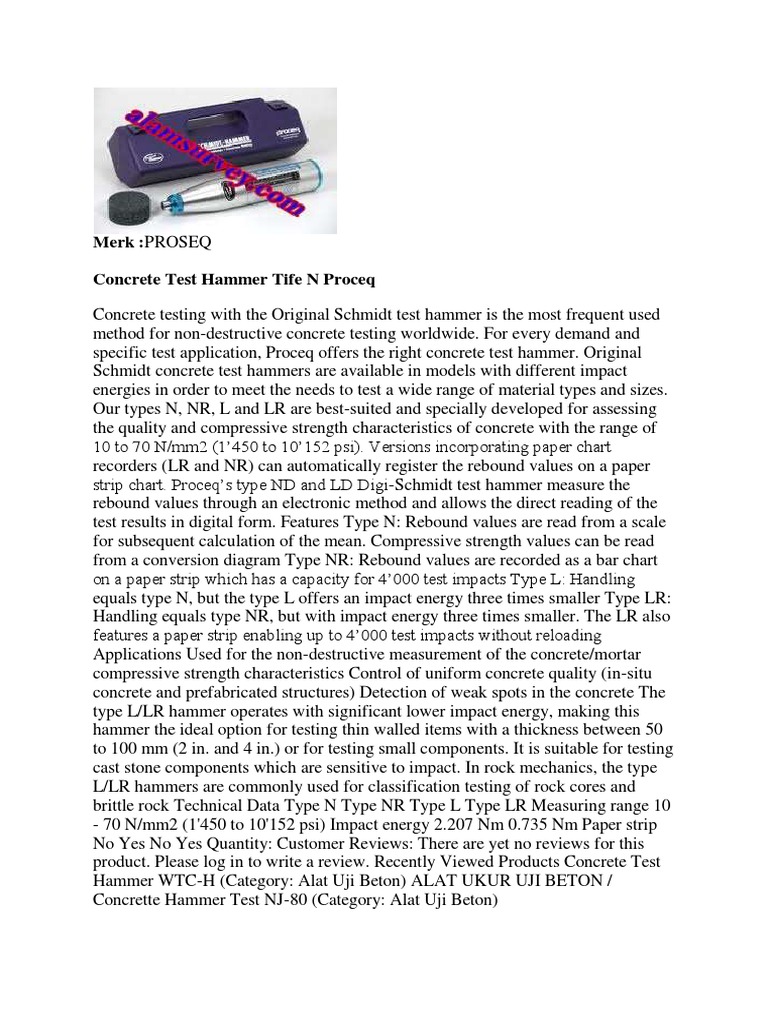 Proceq Concrete Test Hammer Overview | PDF | Hammer | Concrete