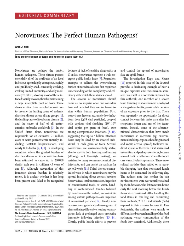 Noroviruses: The Perfect Human Pathogens?: Editorialcommentary | PDF | Transmission (Medicine ...