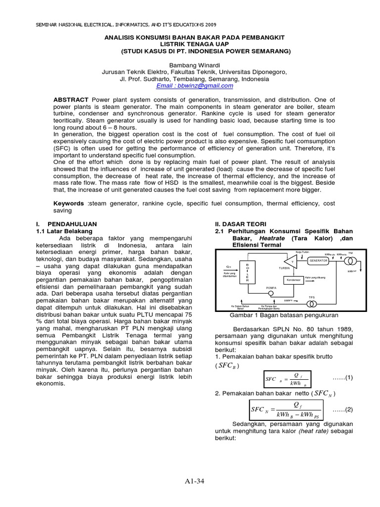 08 - Analisis Konsumsi Bahan Bakar Pada Pembangkit PDF | PDF | Steam | Power Station