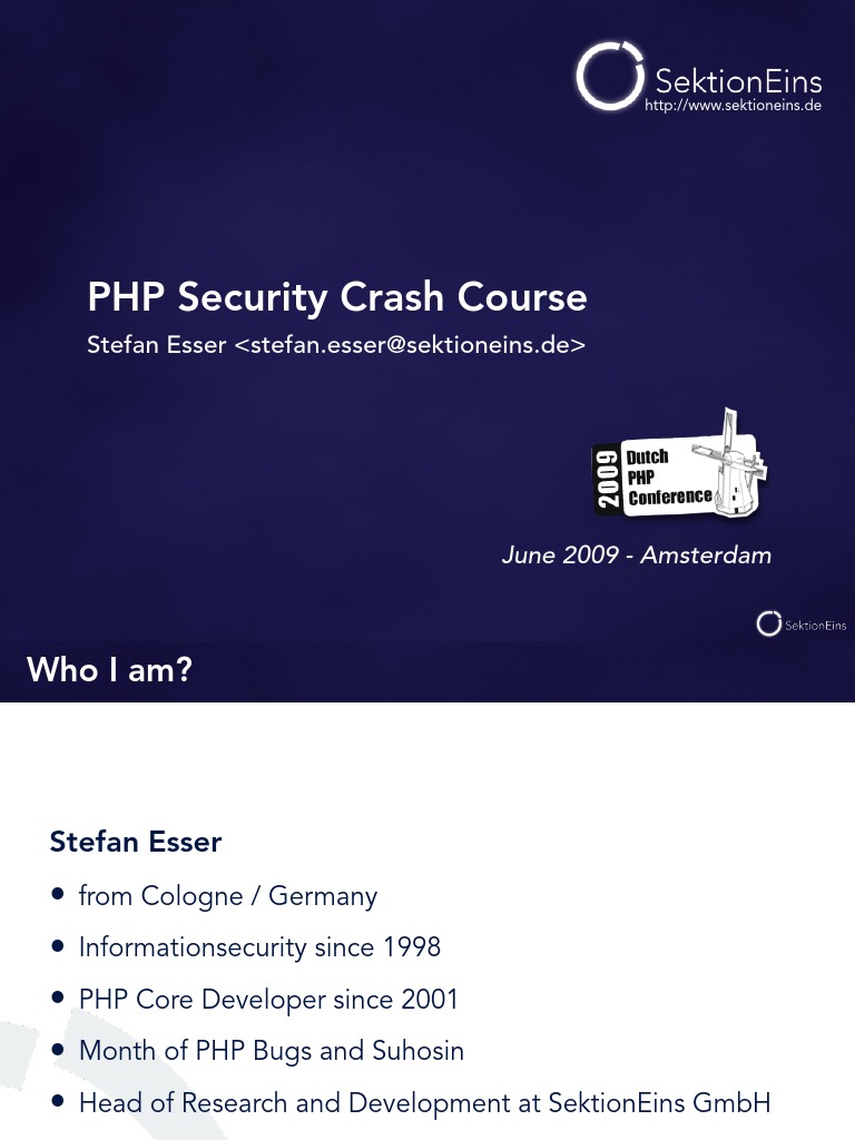 PHP Security Crash Course - 1 - Introduction | PDF | Php | Http Cookie