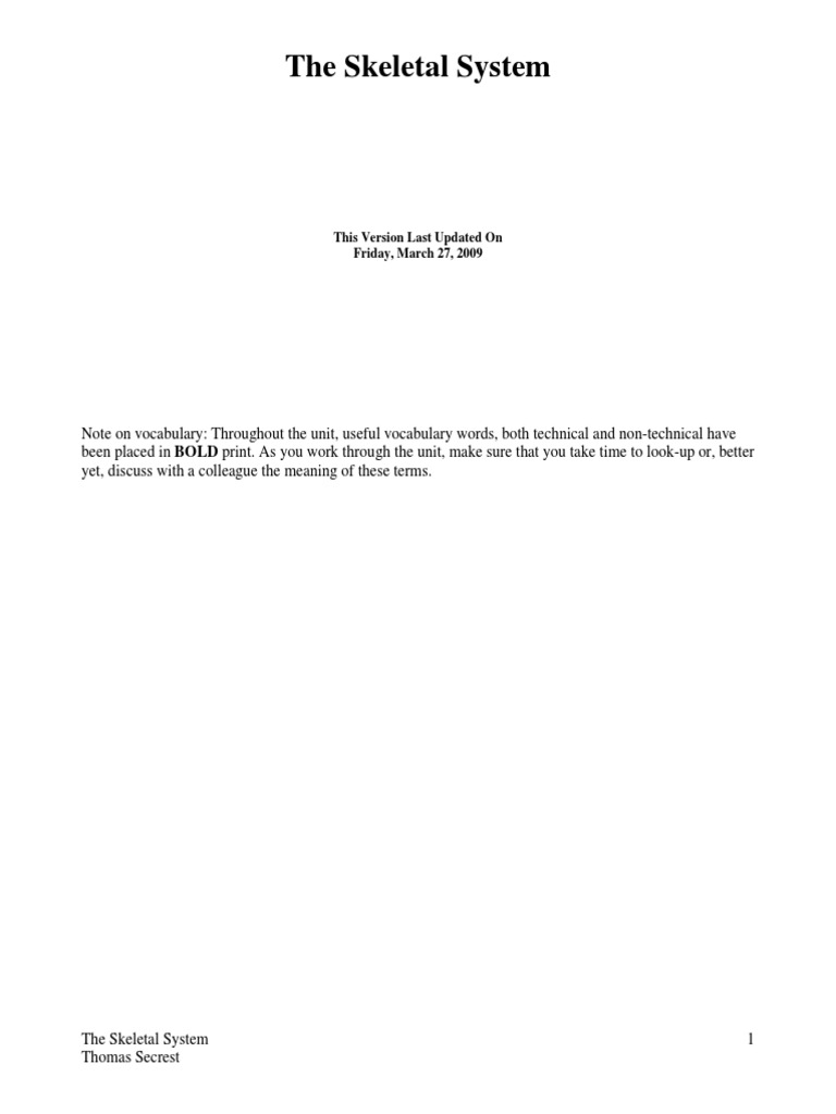 Microsoft Word - The Skeletal System | PDF | Knee | Skeleton