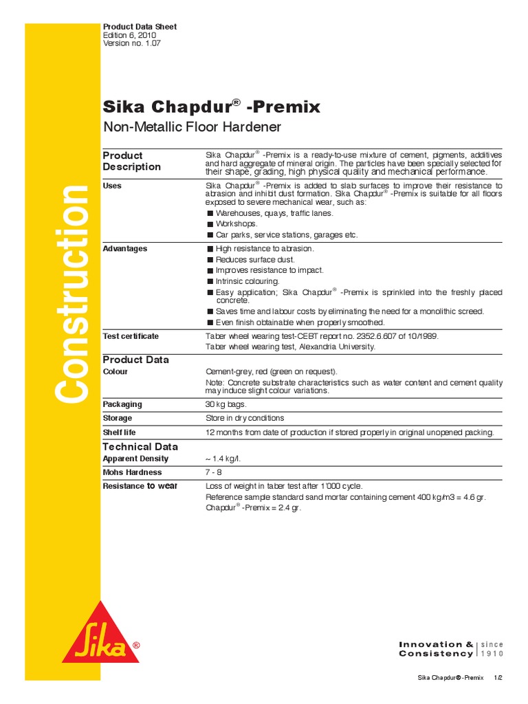 Sika Chapdur® - Premix PDF | PDF | Wear | Concrete