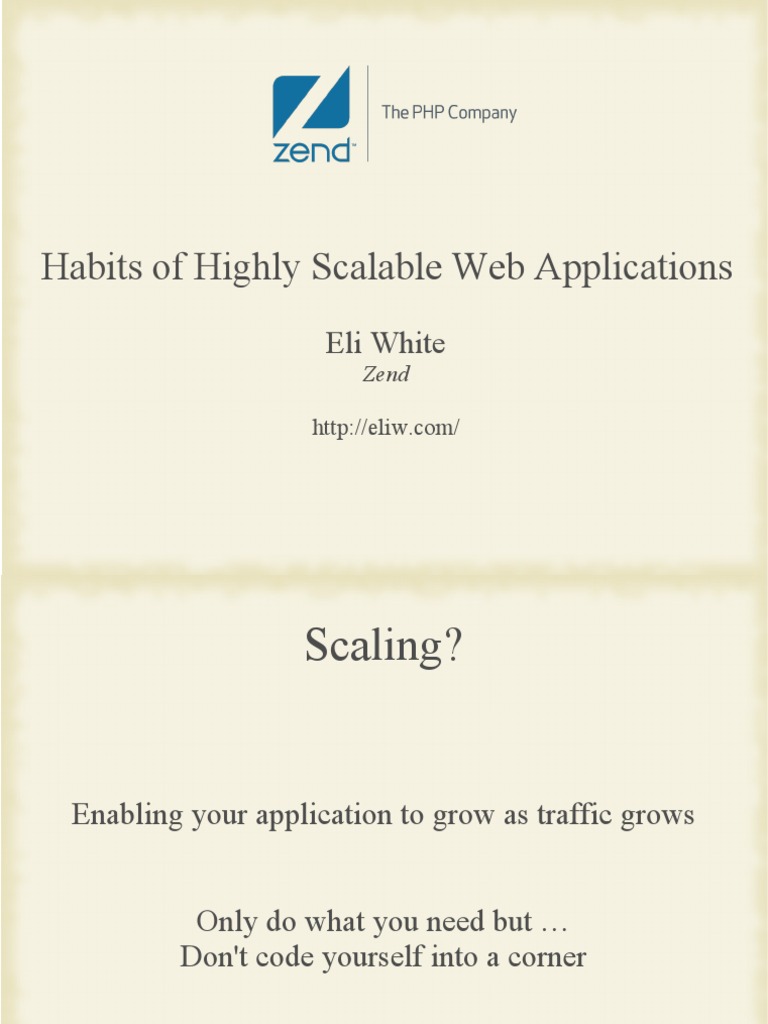 Habits of Highly Scalable Web Applications | PDF | Php | Scalability