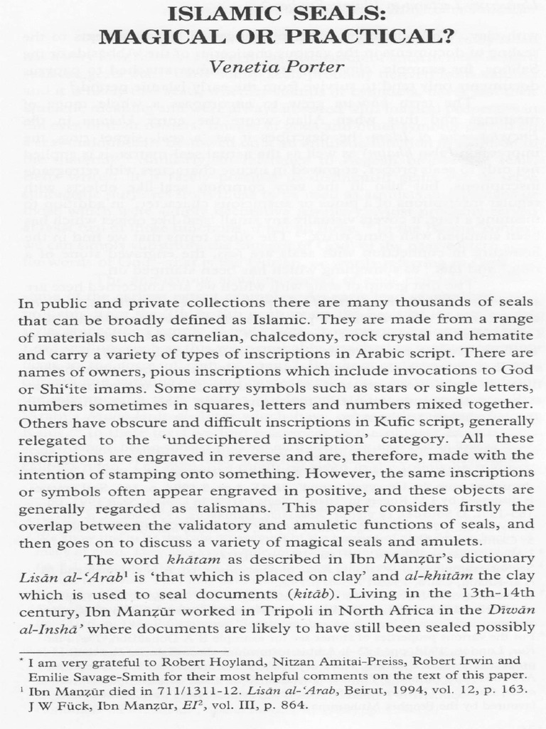 Islamic Seals - Magical or Practical | PDF | Seal (Emblem) | Amulet