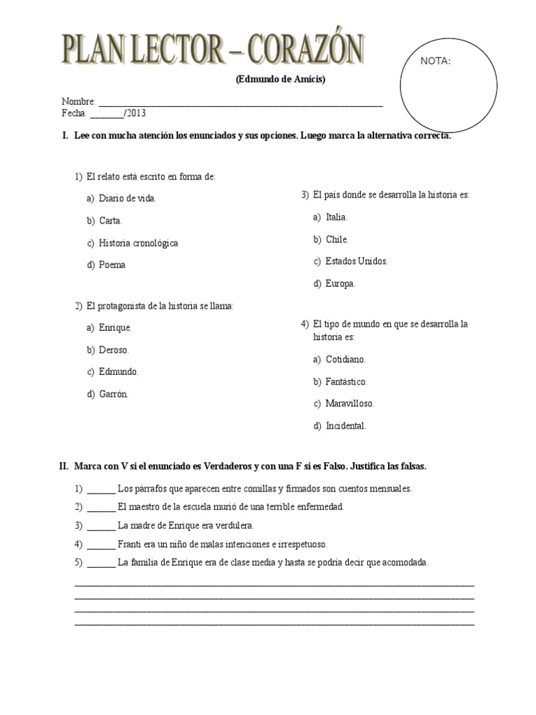 Plan Lector-Corazón-Edmundo Amicis | PDF