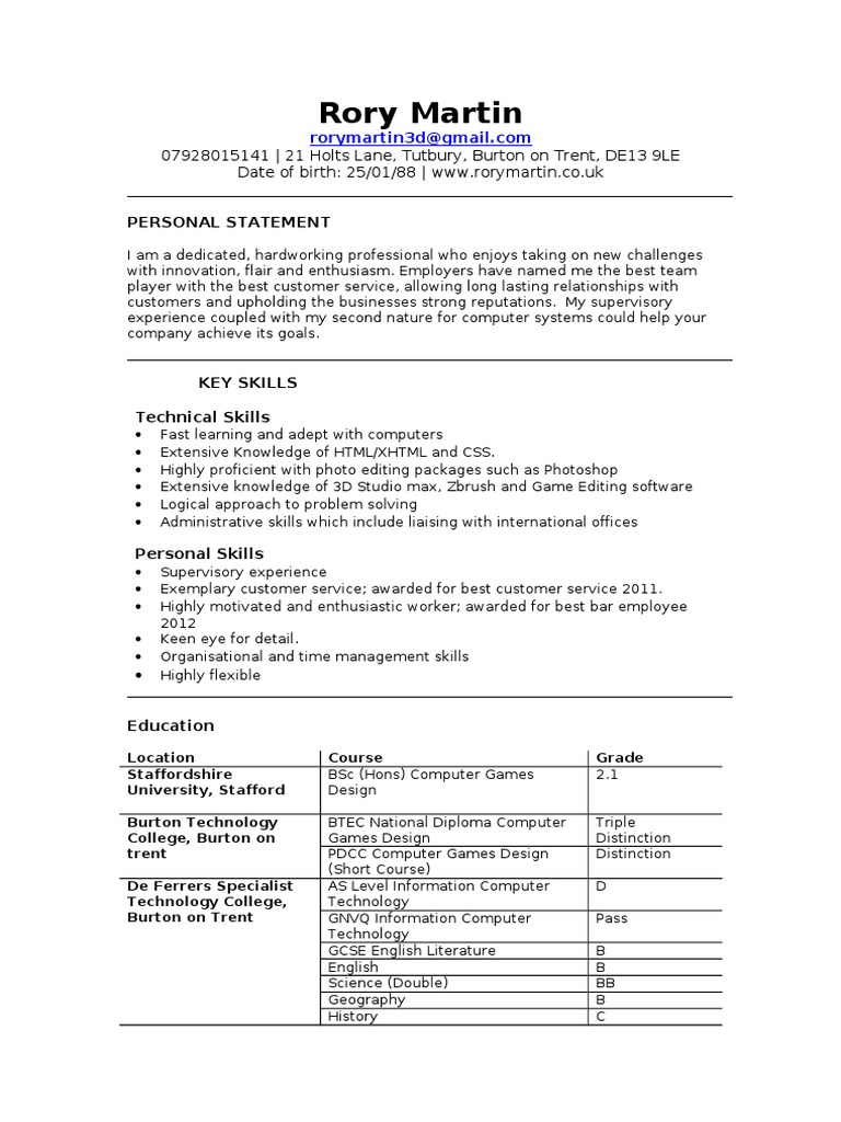Rory Martin - CV | PDF