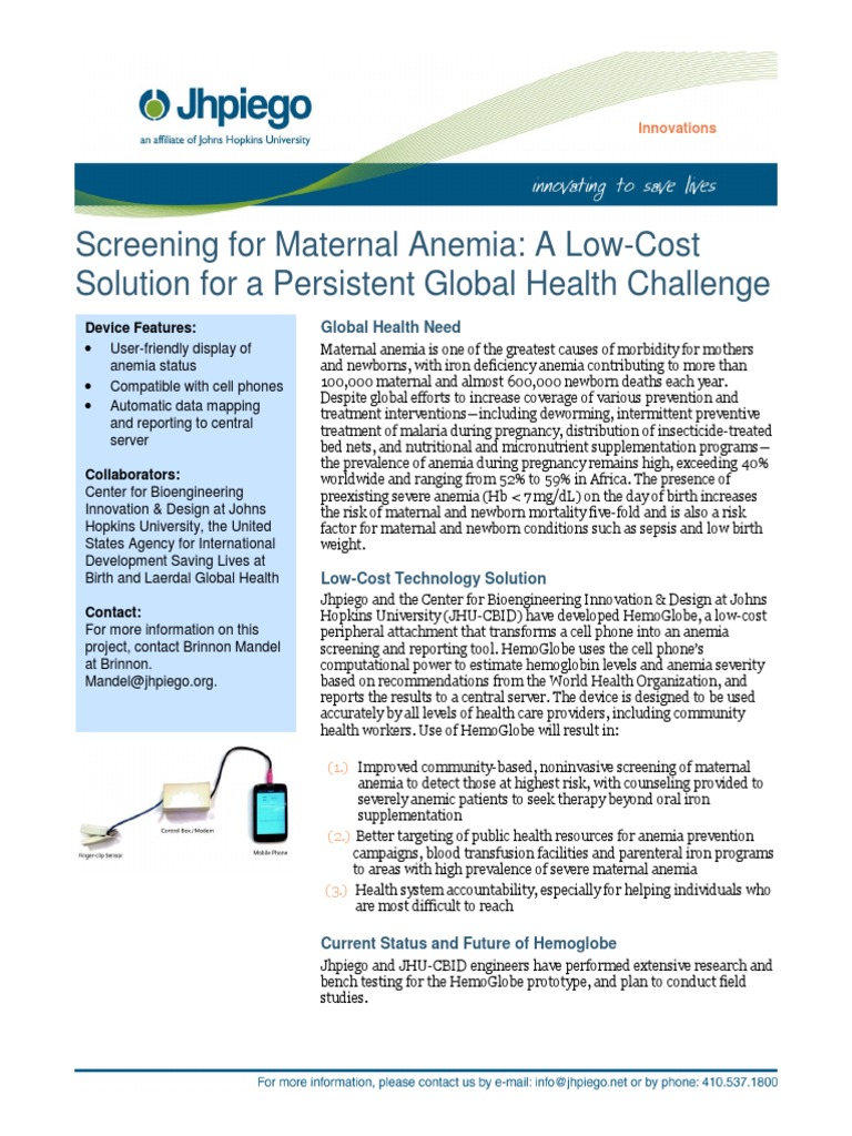 Screening for Maternal Anemia: A Low-Cost Solution for a Persistent ...