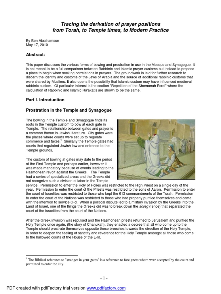 Islamic-Jewish Prayer Positions PDF | PDF | Jewish Prayer | Synagogue