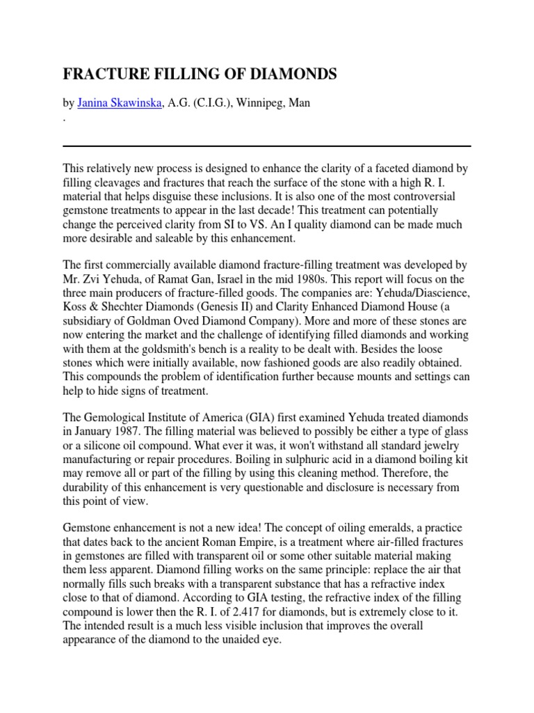 Fracture Filling of Diamonds | PDF | Diamond | Gemstone