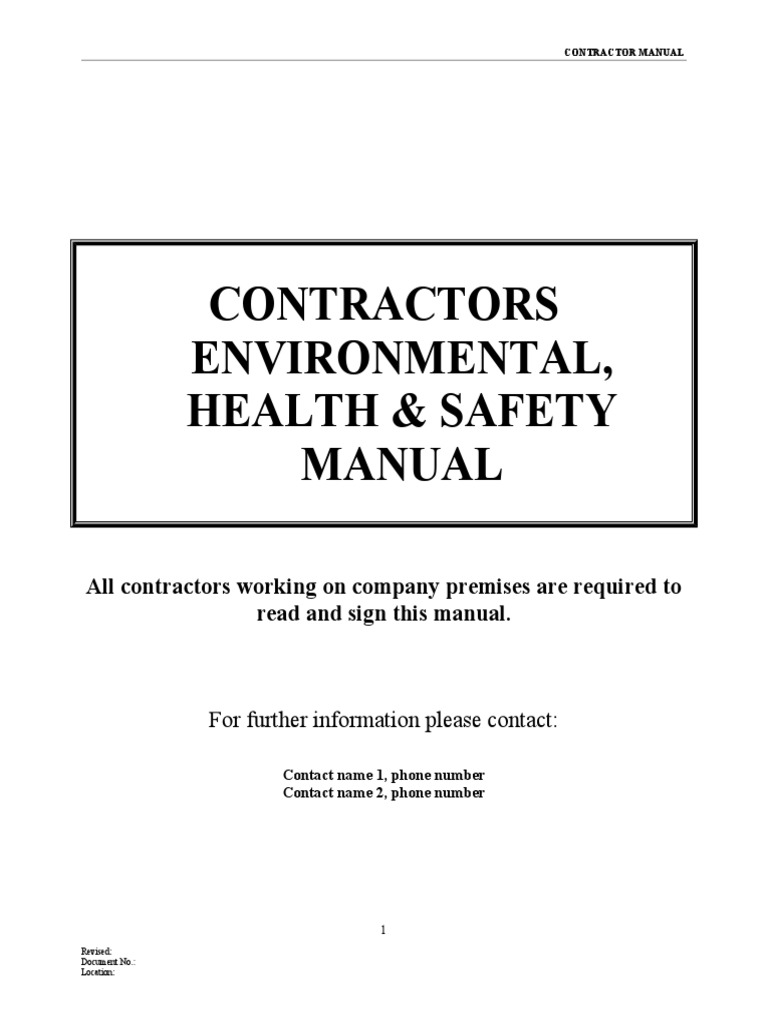 Contractor Health & Safety Manual | PDF | Occupational Safety And ...